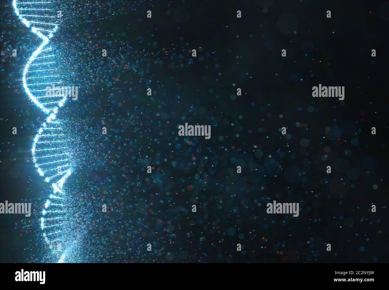 3D illustration. Colorful DNA molecule. Concept image of a structure of ...