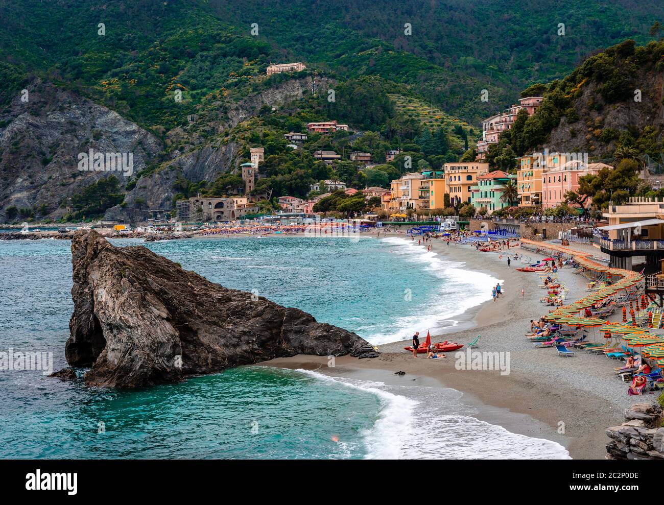 Monterosso al Mare / Italy - May 28 2018: View of the beach. Monterosso ...