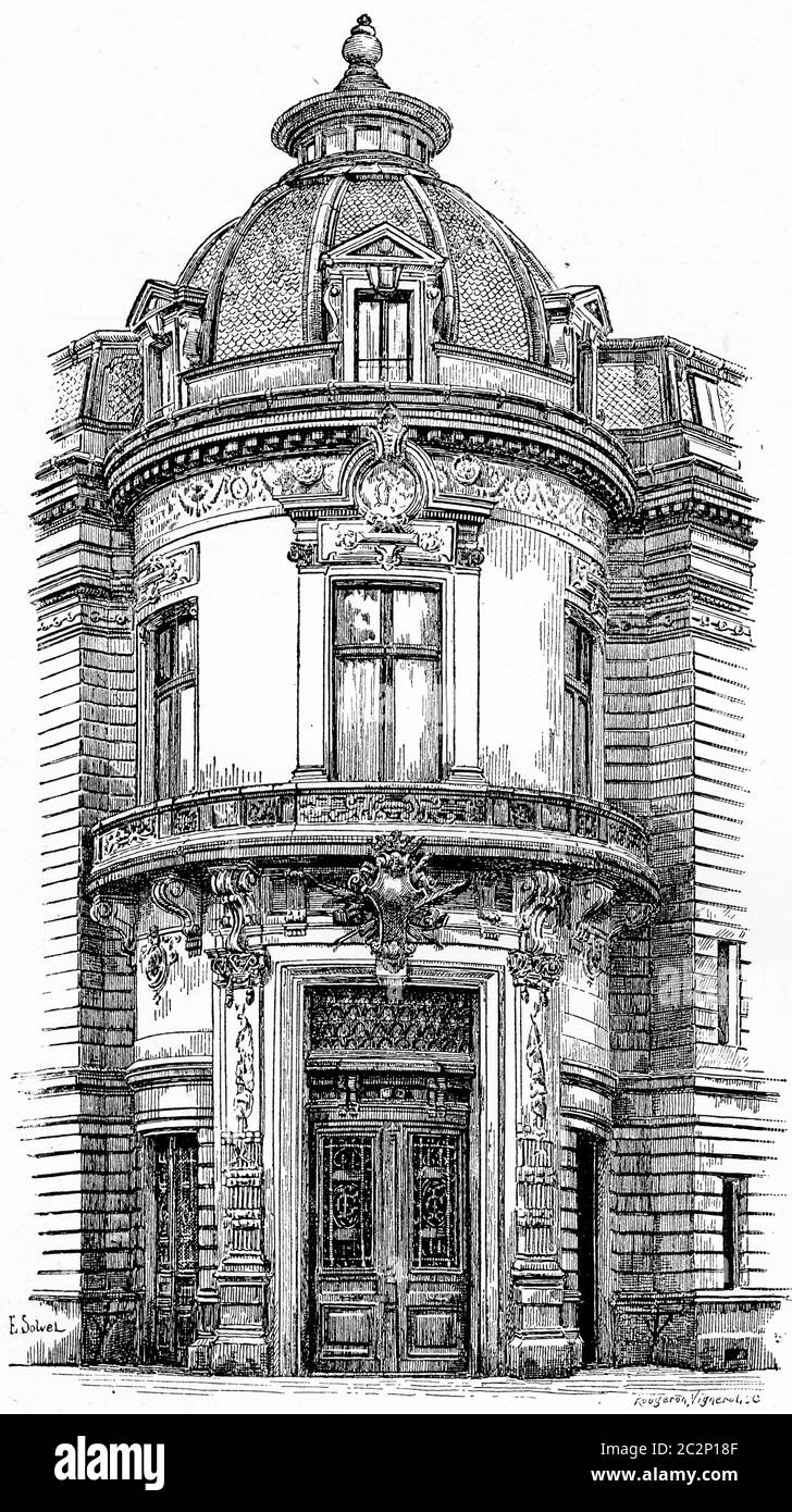 Circle Bookstore, vintage engraved illustration. Paris - Auguste VITU ...