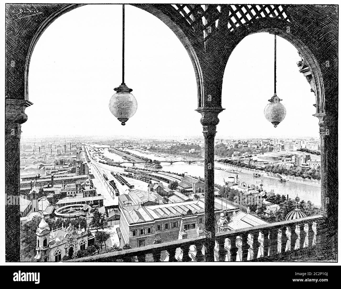Eiffel tower taken during Black and White Stock Photos & Images - Alamy
