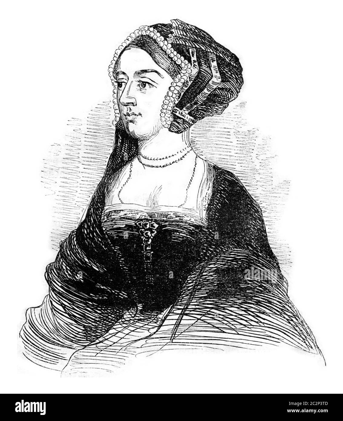 Portrait of Anne Boleyn, vintage engraved illustration. Colorful ...