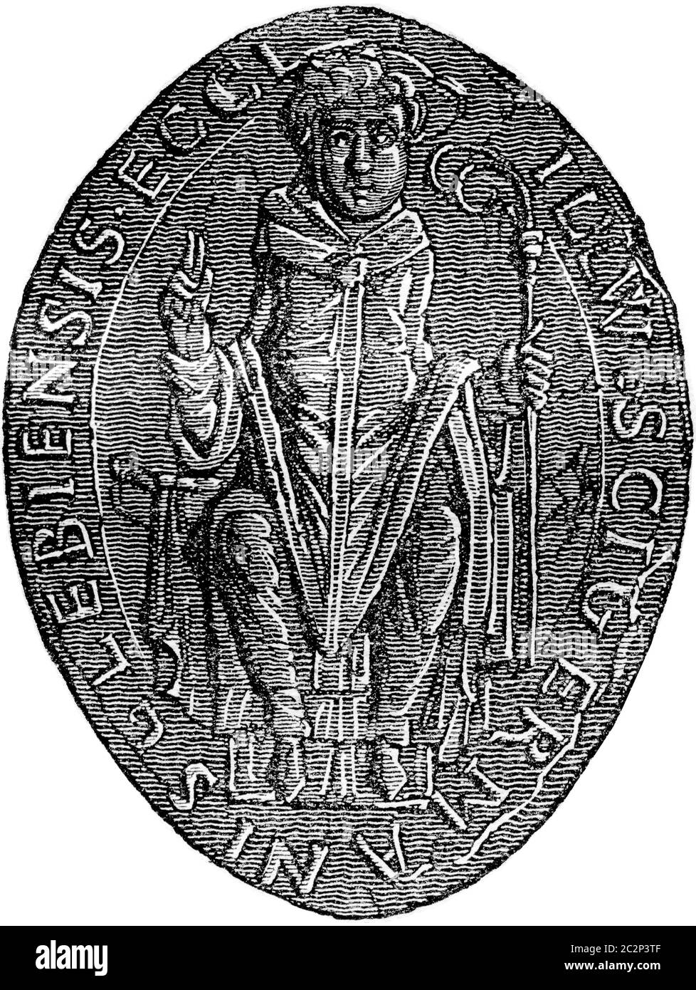 Seal of the Cathedral of Selby, vintage engraved illustration. Colorful ...