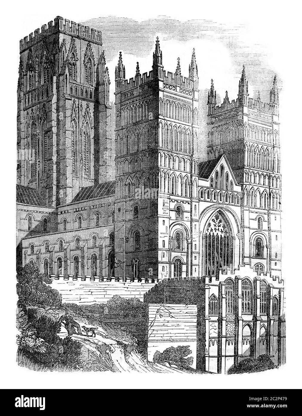 Durham Cathedral, vintage engraved illustration. Colorful History of ...