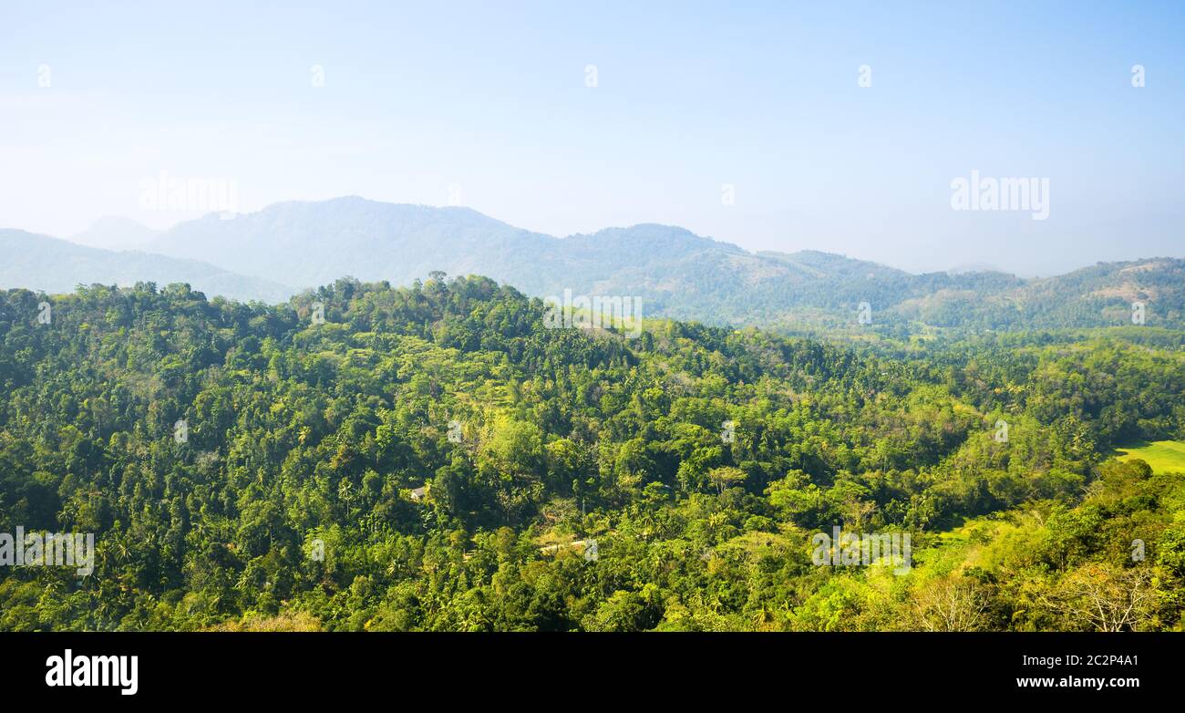 Scenic green mountains anb blue sky, Ceylon. Landscape of Sri Lanka ...