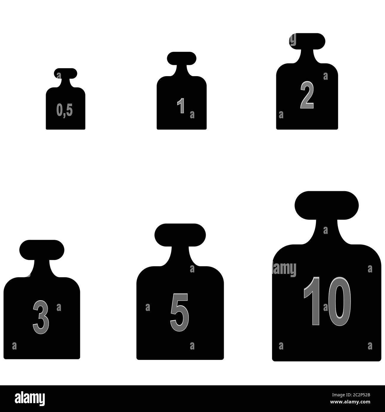 A set of weights of different masses Stock Photo - Alamy