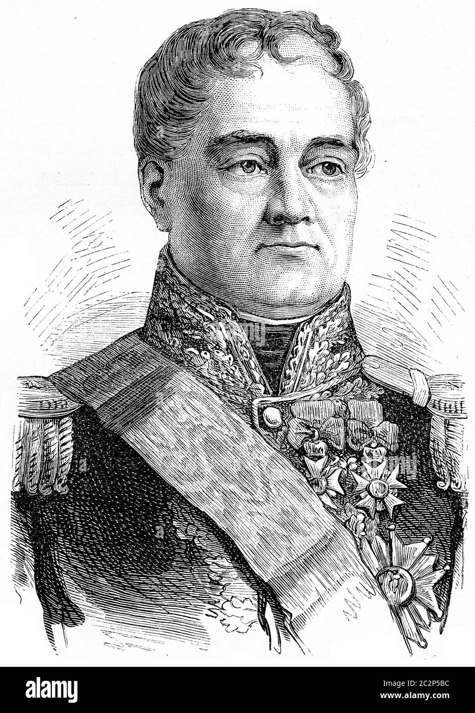 Georges Mouton, comte de Lobau, vintage engraved illustration. History ...