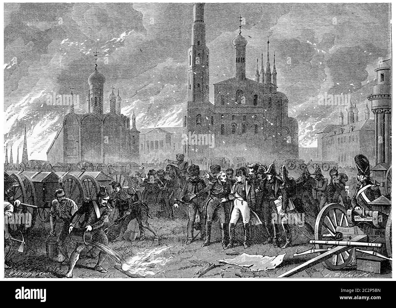 Moscow fire, vintage engraved illustration. History of France – 1885 ...
