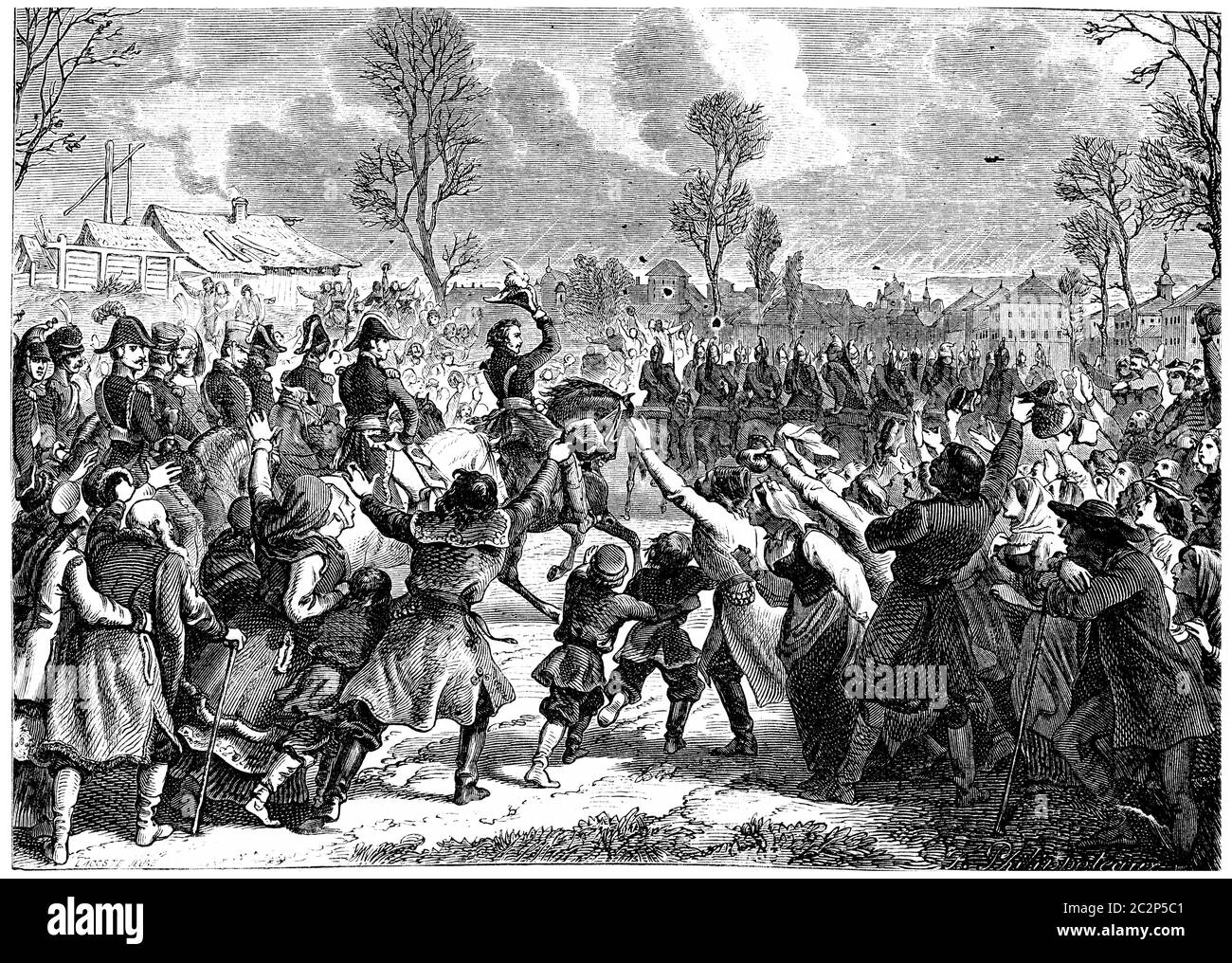Enthusiasm of people to the arrival of French troops in Poland, vintage ...