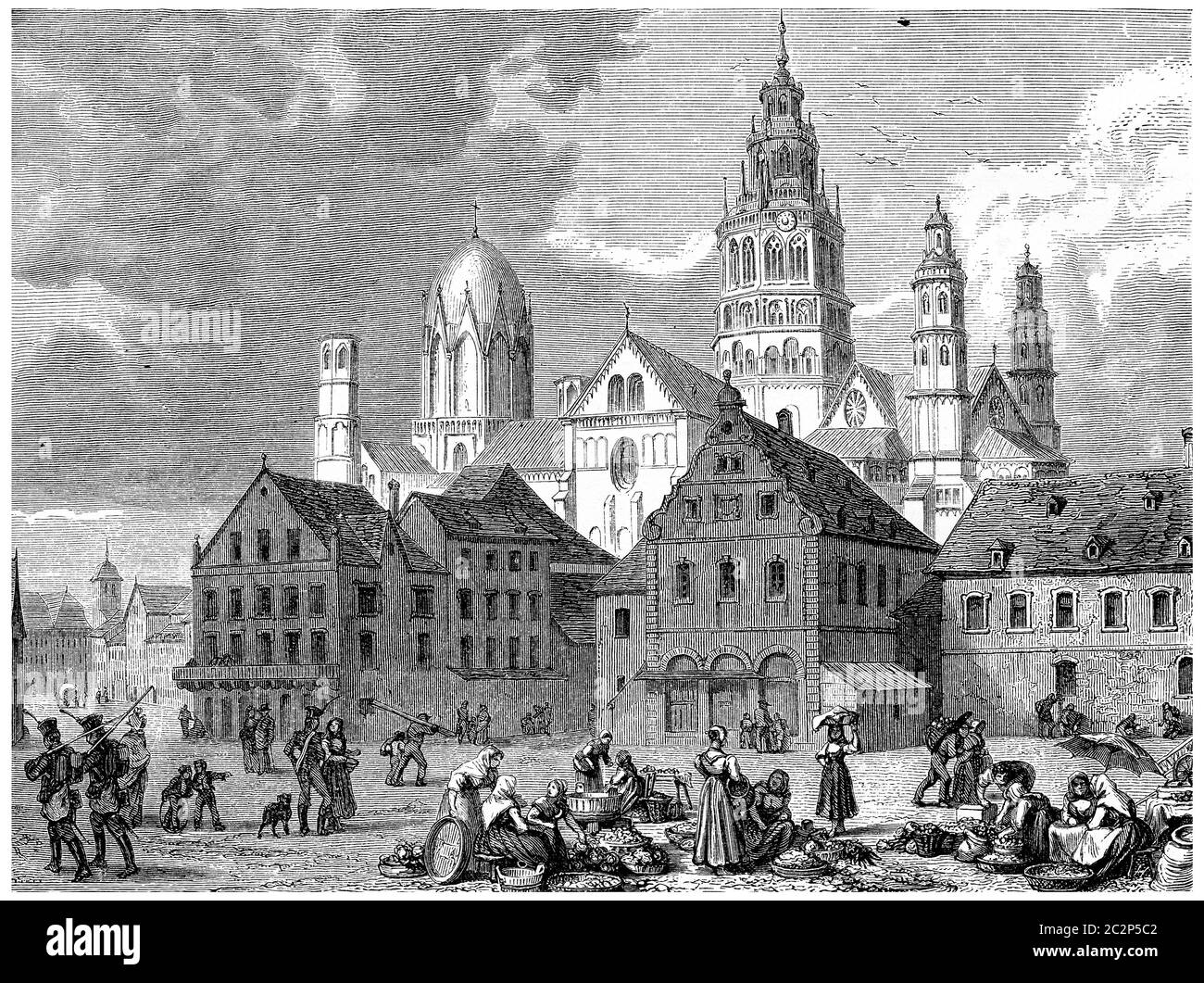 View of Mainz, vintage engraved illustration. Earth before man – 1886 ...