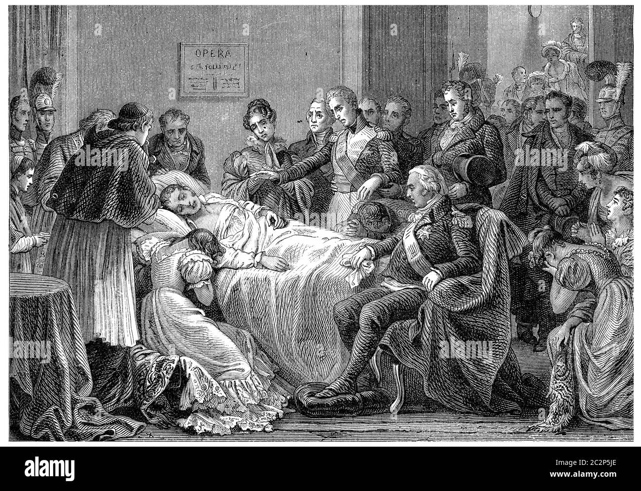 Death of the Duke of Berry, vintage engraved illustration. History of ...