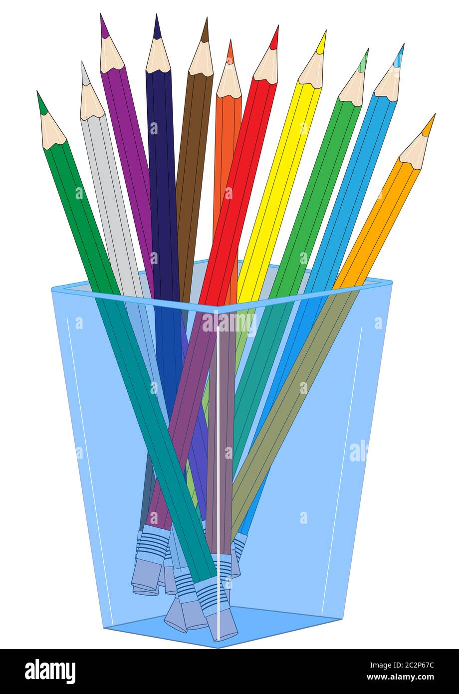 Glass with colored pencils Stock Photo - Alamy
