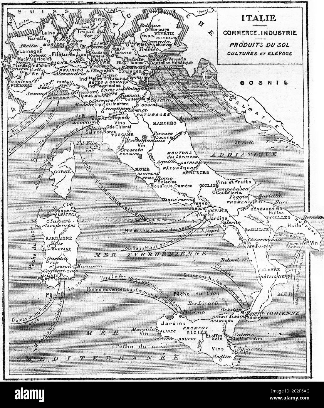 Historic map italy trade Black and White Stock Photos & Images - Alamy