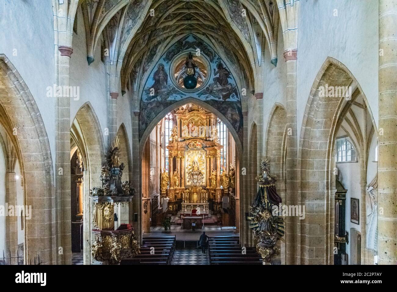 Gothic architecture in Austria. Maria Saal church and sanctuary Stock ...
