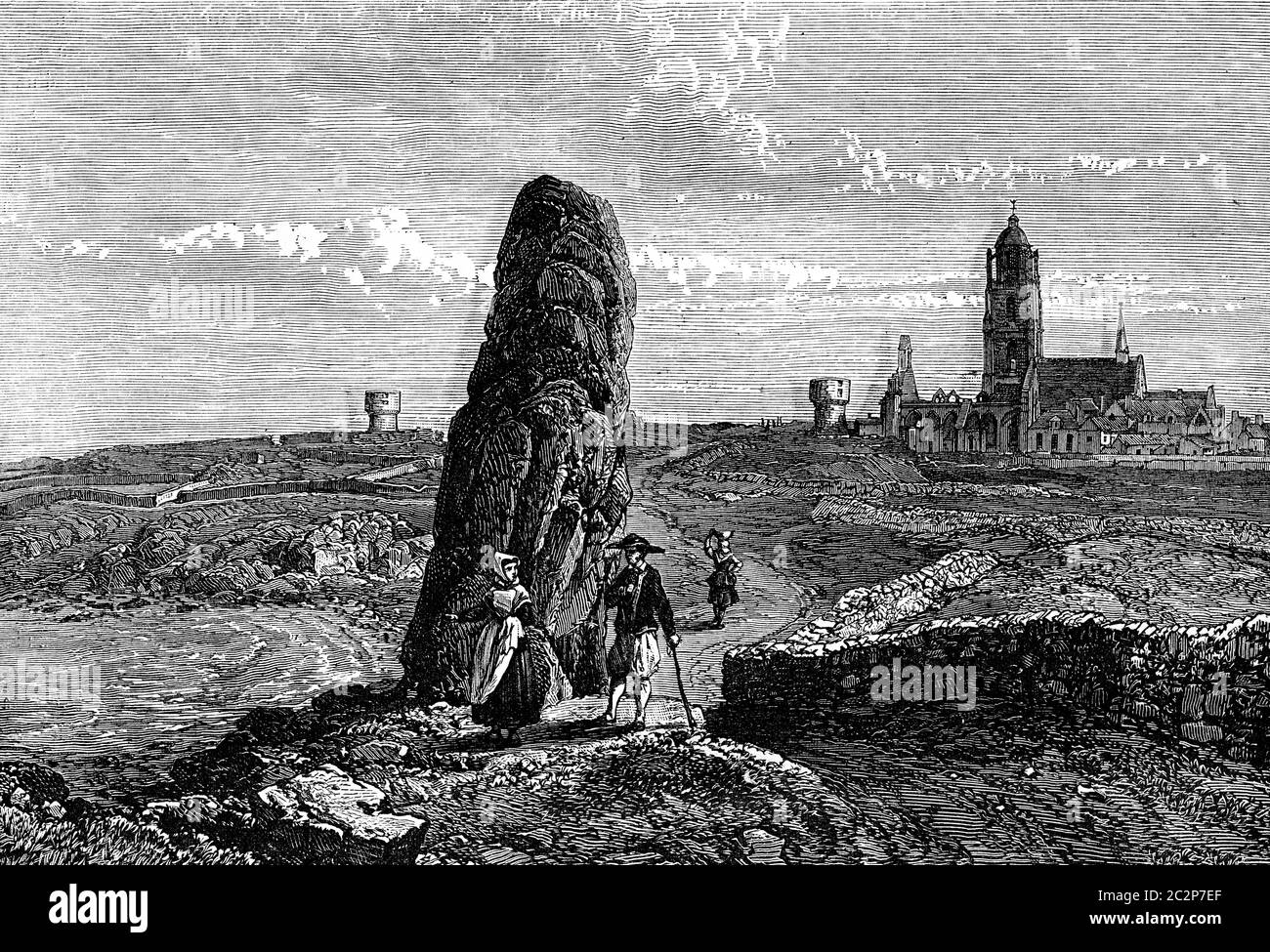 The town of Batz, vintage engraved illustration. Journal des Voyages ...