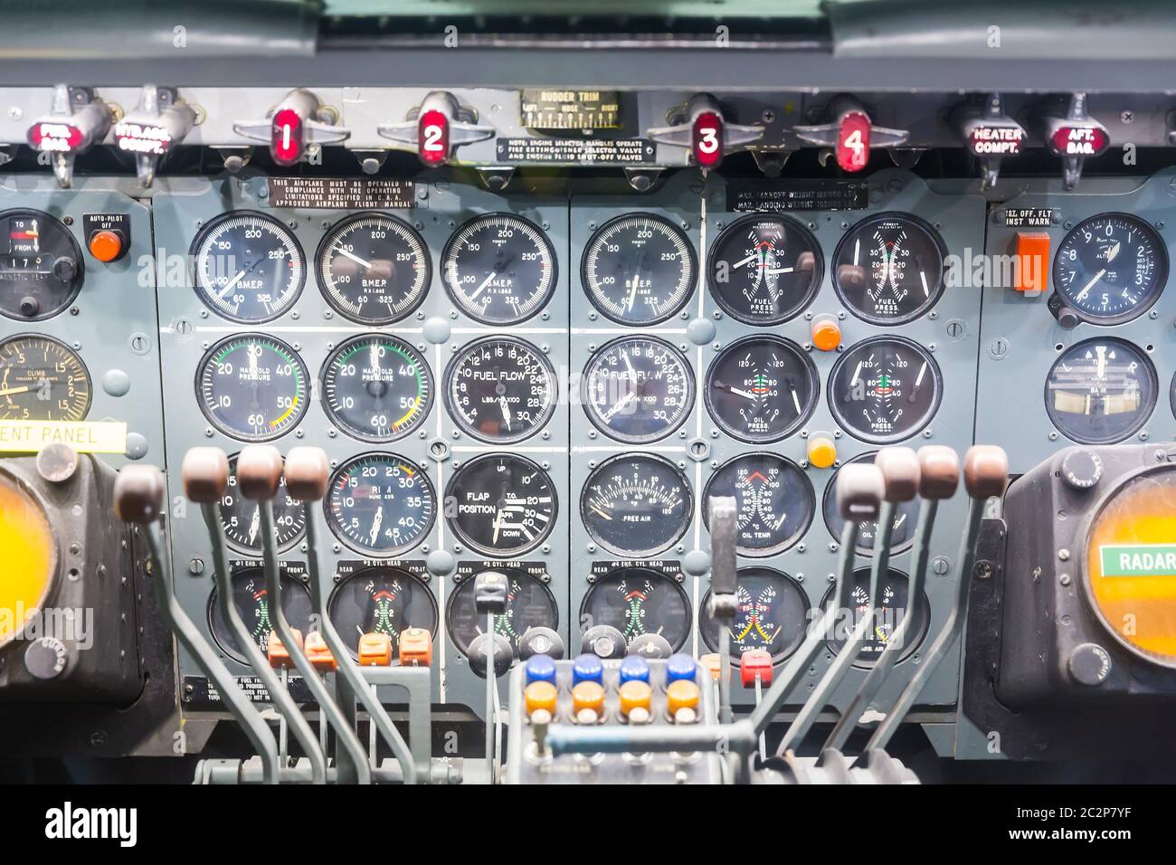 Inside view cockpit airplane. Aircraft cabin Stock Photo - Alamy
