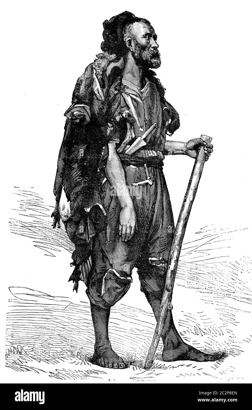 Tunisia. Type Shepherd Kroumir, vintage engraved illustration. Journal ...