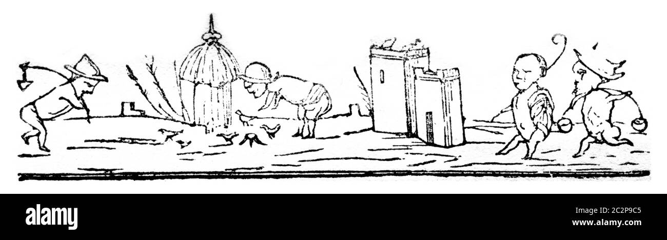 Grotesque figures drawn from a painting of Pompeii, vintage engraved ...