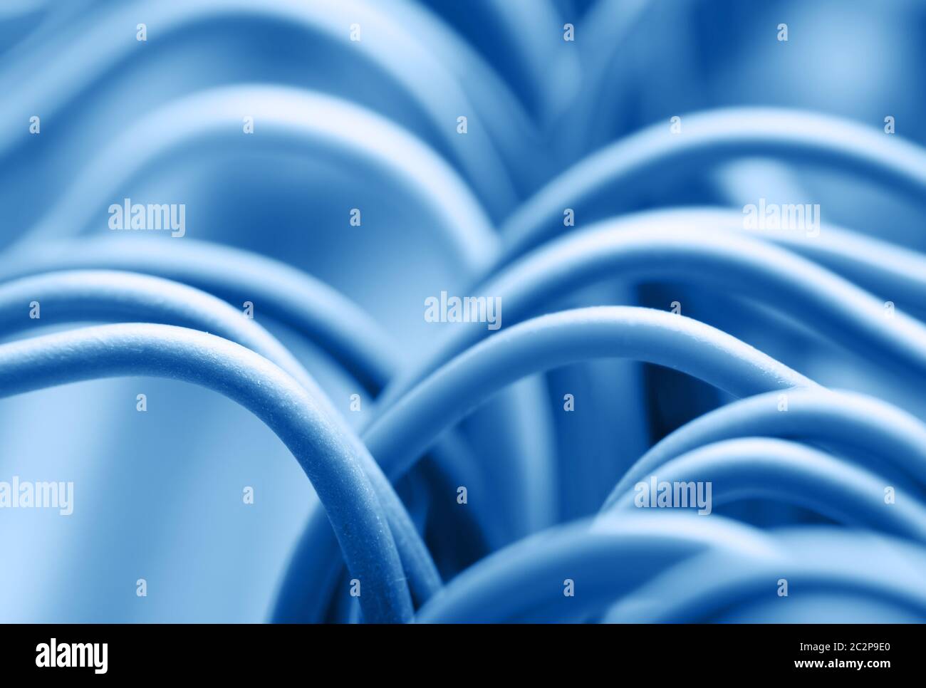Closeup of electrical wires. Toned in blue Stock Photo - Alamy
