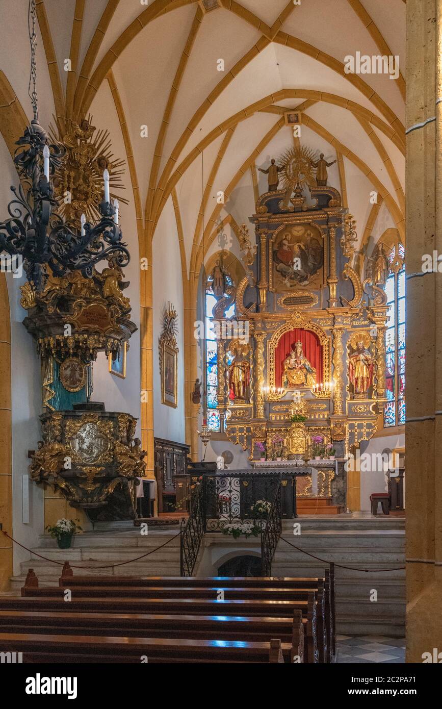 Gothic architecture in Austria. Maria Worth church and sanctuary Stock ...