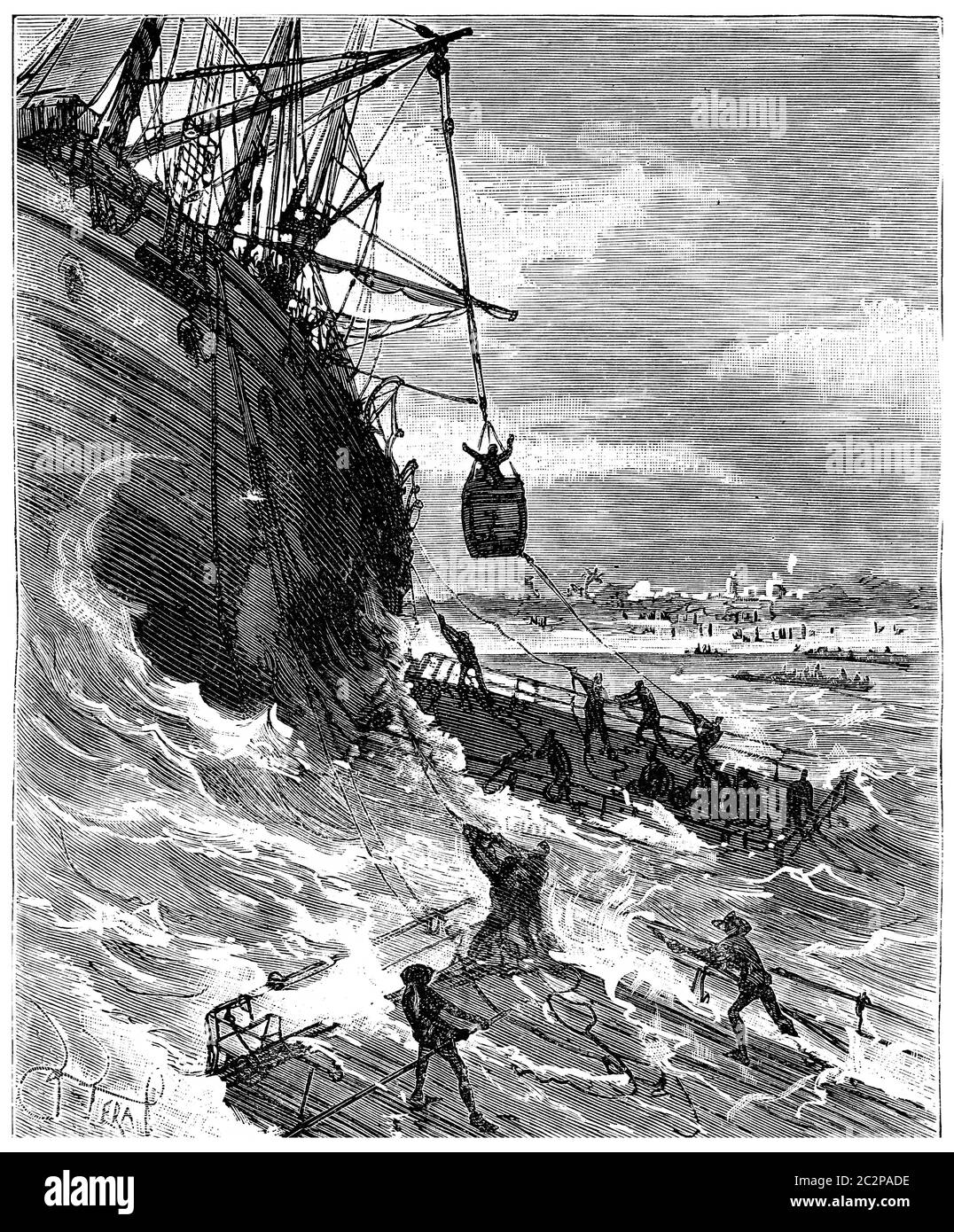 Two men on raft Cut Out Stock Images & Pictures - Alamy