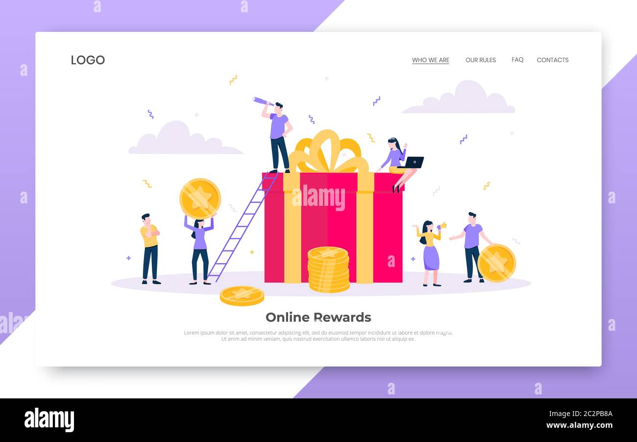 Online reward flat style design vector illustration landing page ...