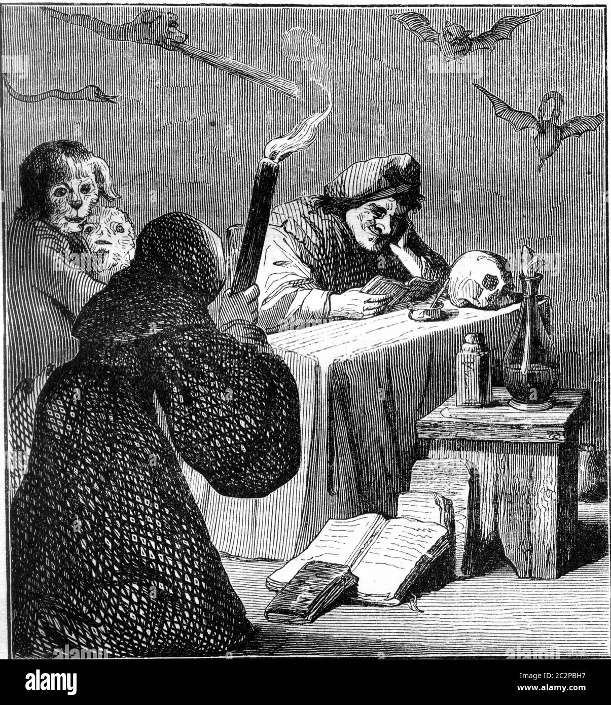 Museum of Bordeaux The Demon Play, vintage engraved illustration ...