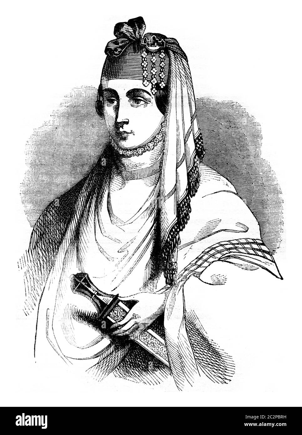 Portrait of beautiful Maani Giorida, wife of Peter Della alle, vintage ...