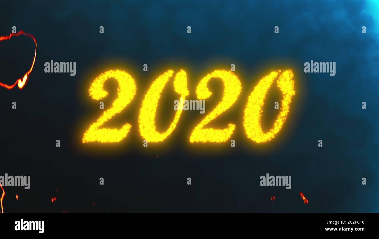 3D rendering backdrop with shiny 2020 number. Computer generated ...