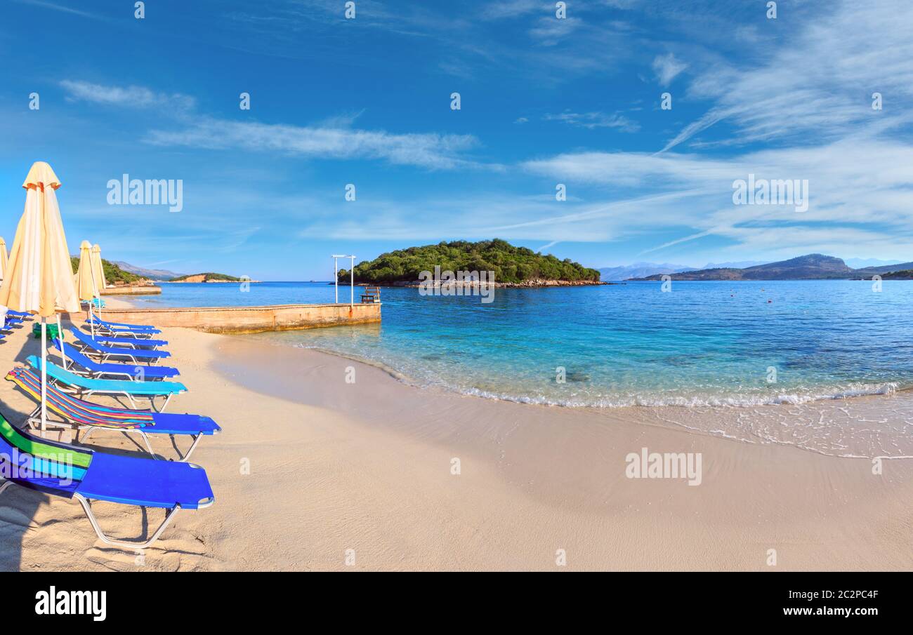 Summer morning Ksamil Beach, Albania Stock Photo - Alamy