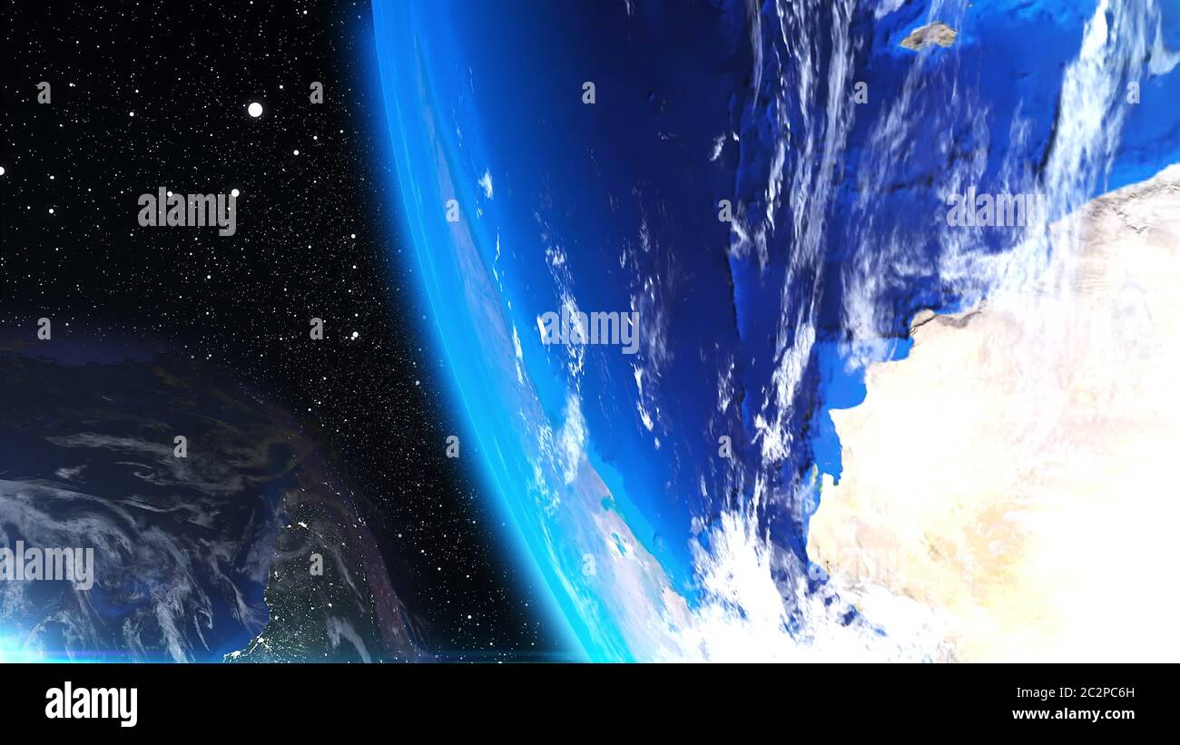 Computer generation futuristic composition Earth orbit in outer space ...