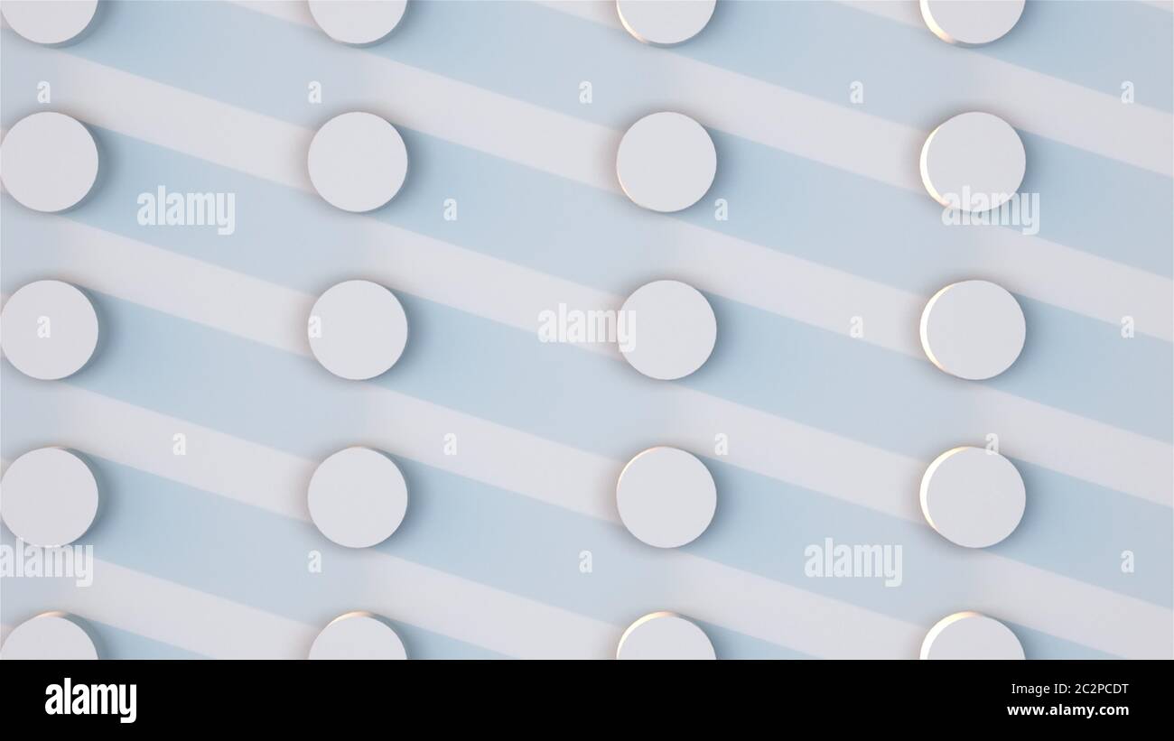Computer generated background rows of isometric circles with long ...