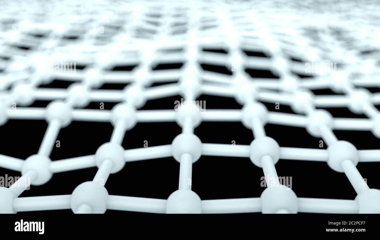 Network, surface of atom model, close up view, business or science ...