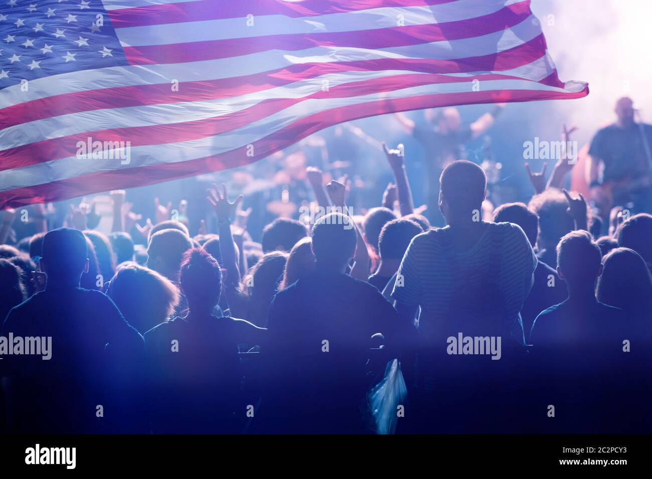 Crowd of people celebrating Independence Day. United States of America ...