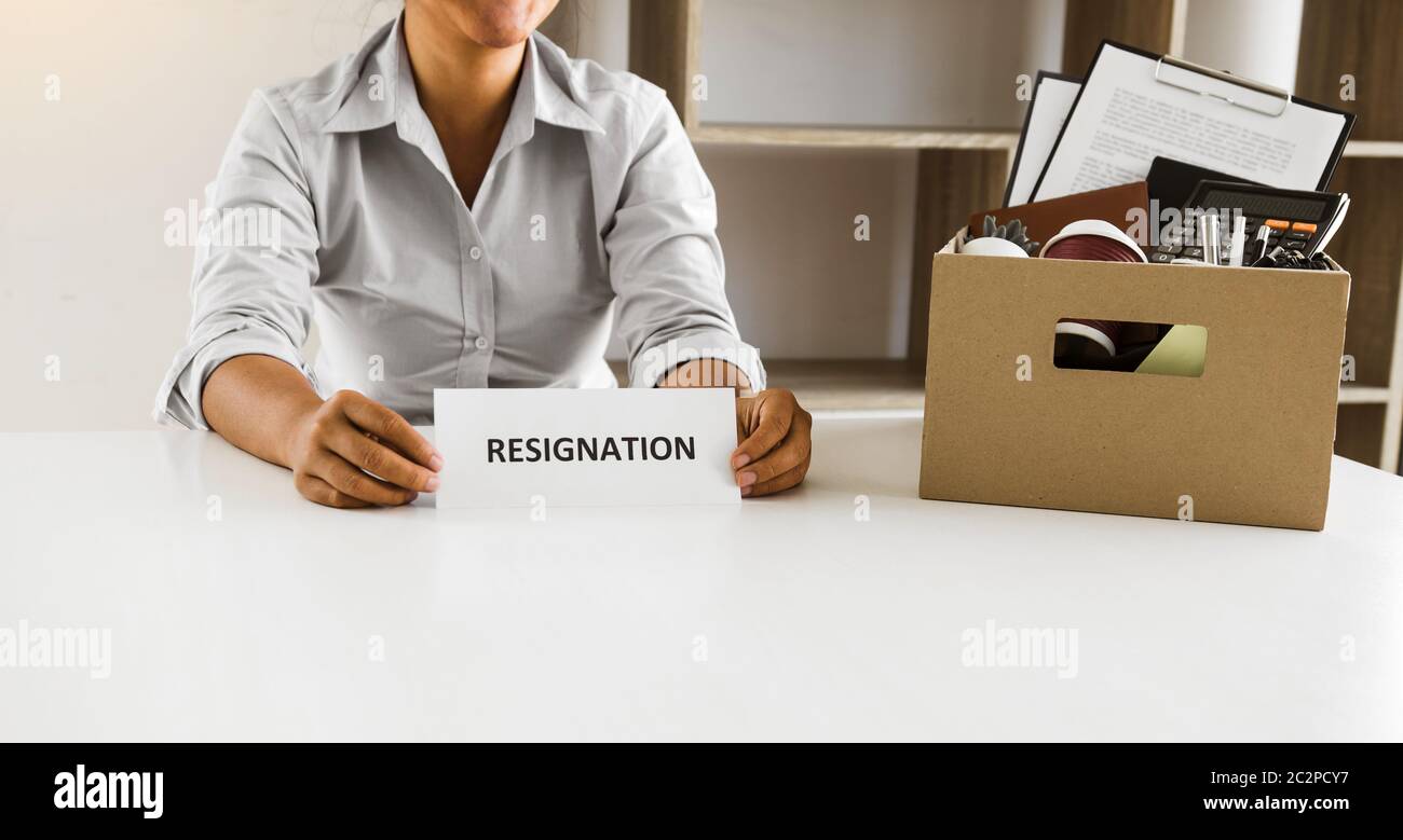 Female employee is about to submit a resignation at his office Stock ...