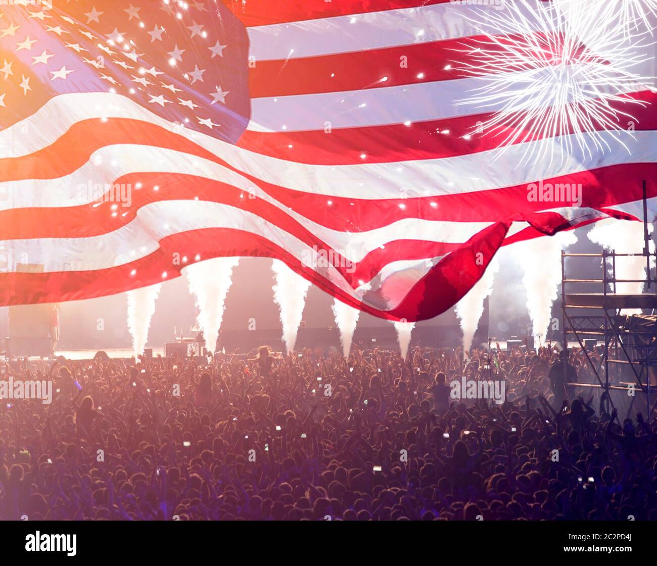 Crowd of people celebrating Independence Day. United States of America ...