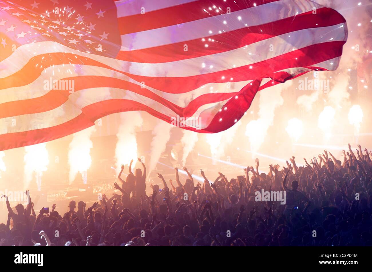 Crowd of people celebrating Independence Day. United States of America ...