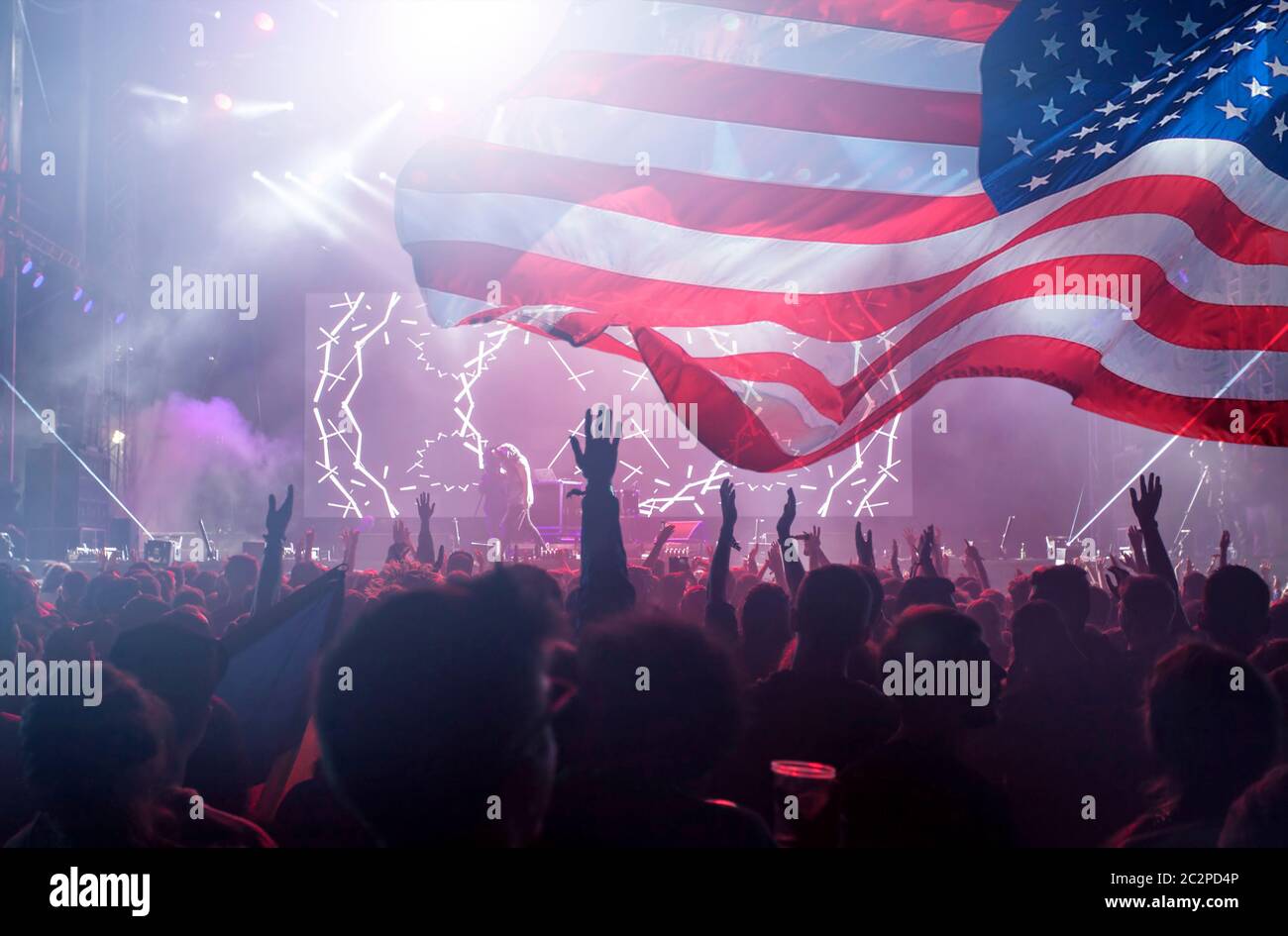 Crowd of people celebrating Independence Day. United States of America ...