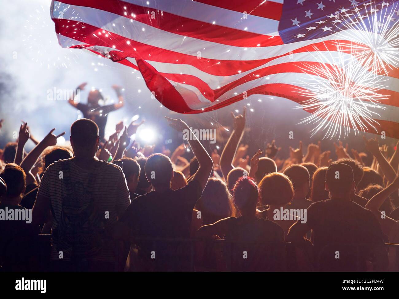 Crowd of people celebrating Independence Day. United States of America ...