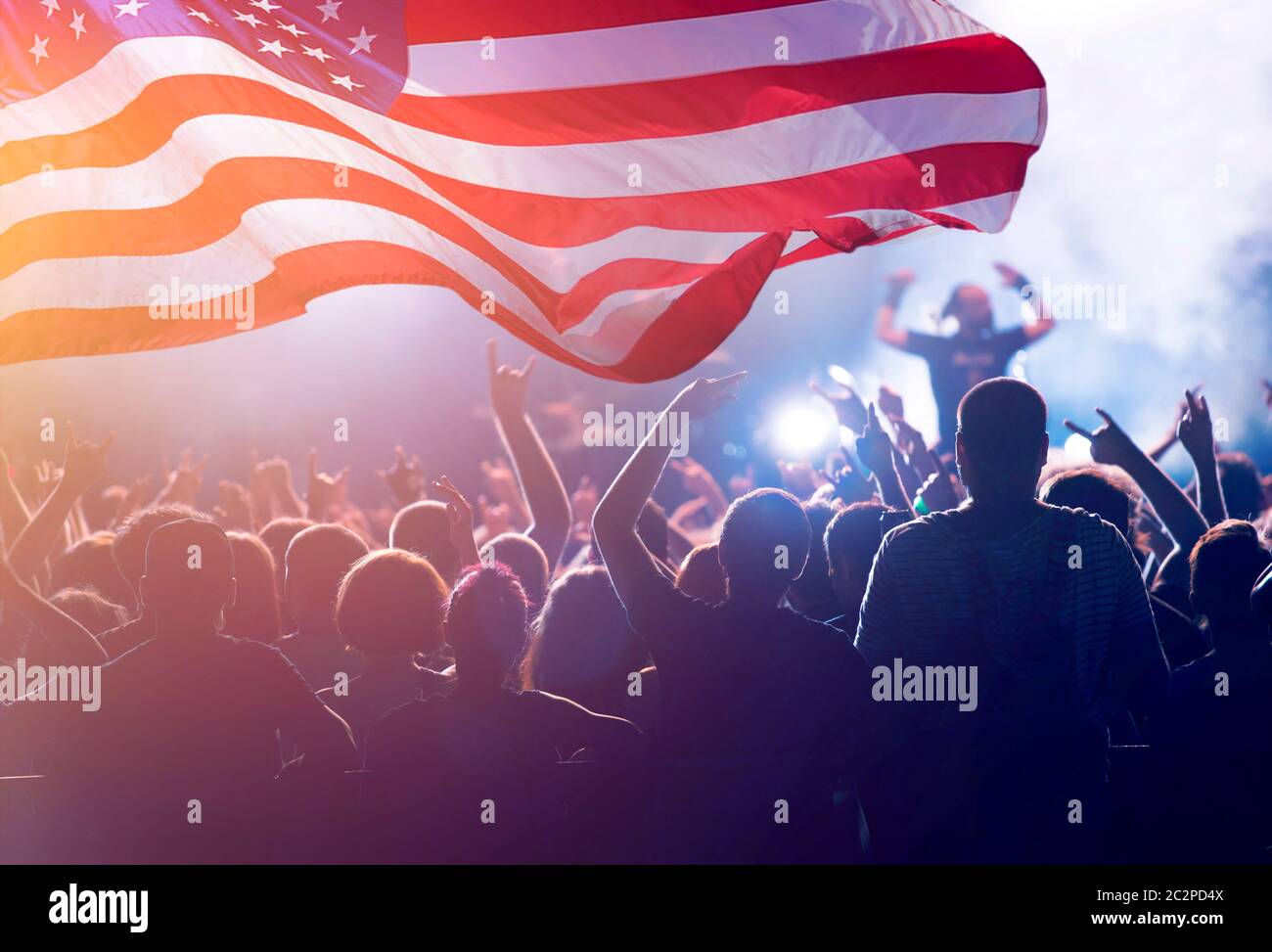 Crowd of people celebrating Independence Day. United States of America ...