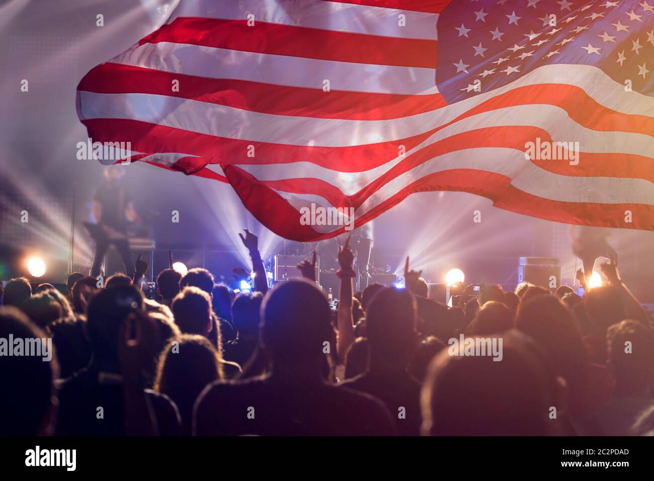 Crowd of people celebrating Independence Day. United States of America ...
