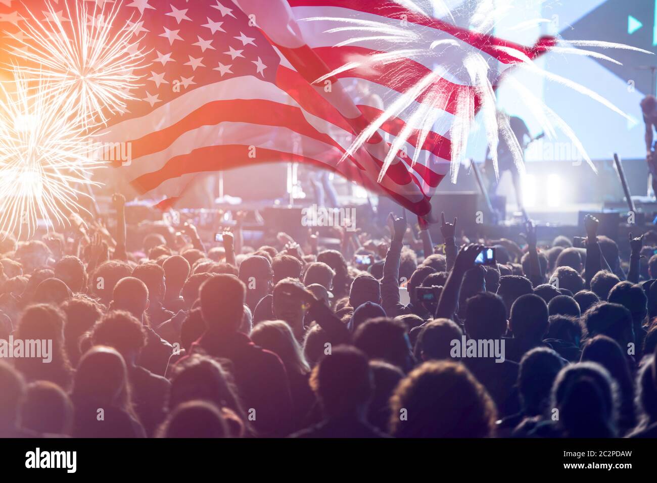 Crowd of people celebrating Independence Day. United States of America ...