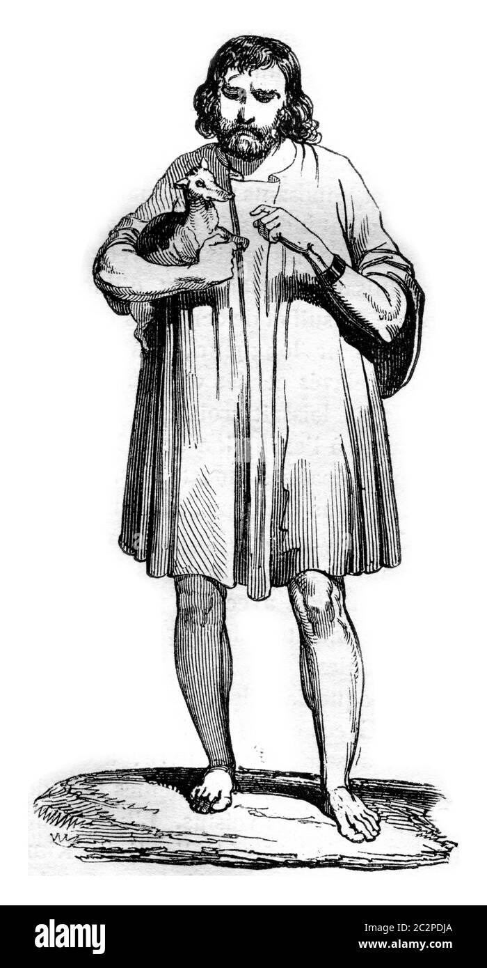 The sagum, Gallic peasant, vintage engraved illustration. Magasin ...