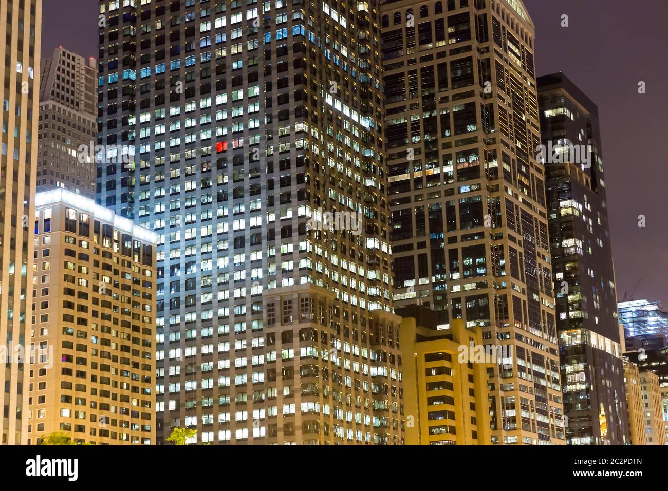 Night view of illuminated business center Stock Photo - Alamy