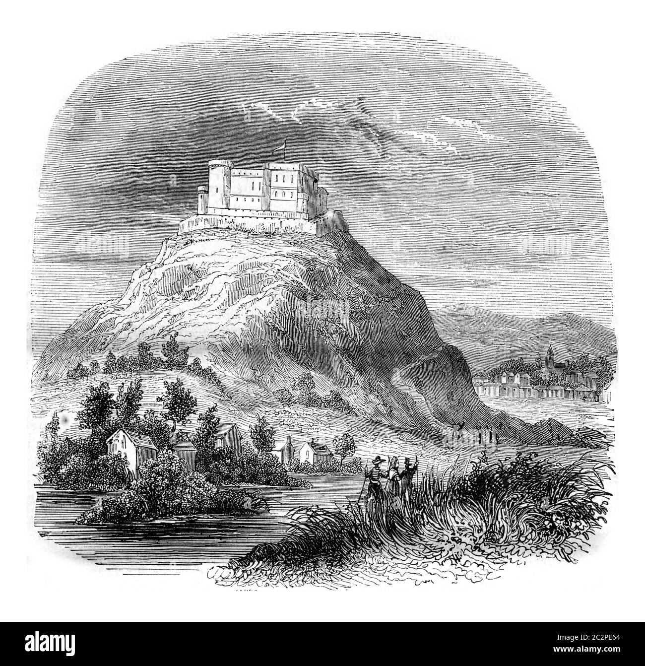 View of the fortress of Spielberg, a state prison in Moravia, vintage ...