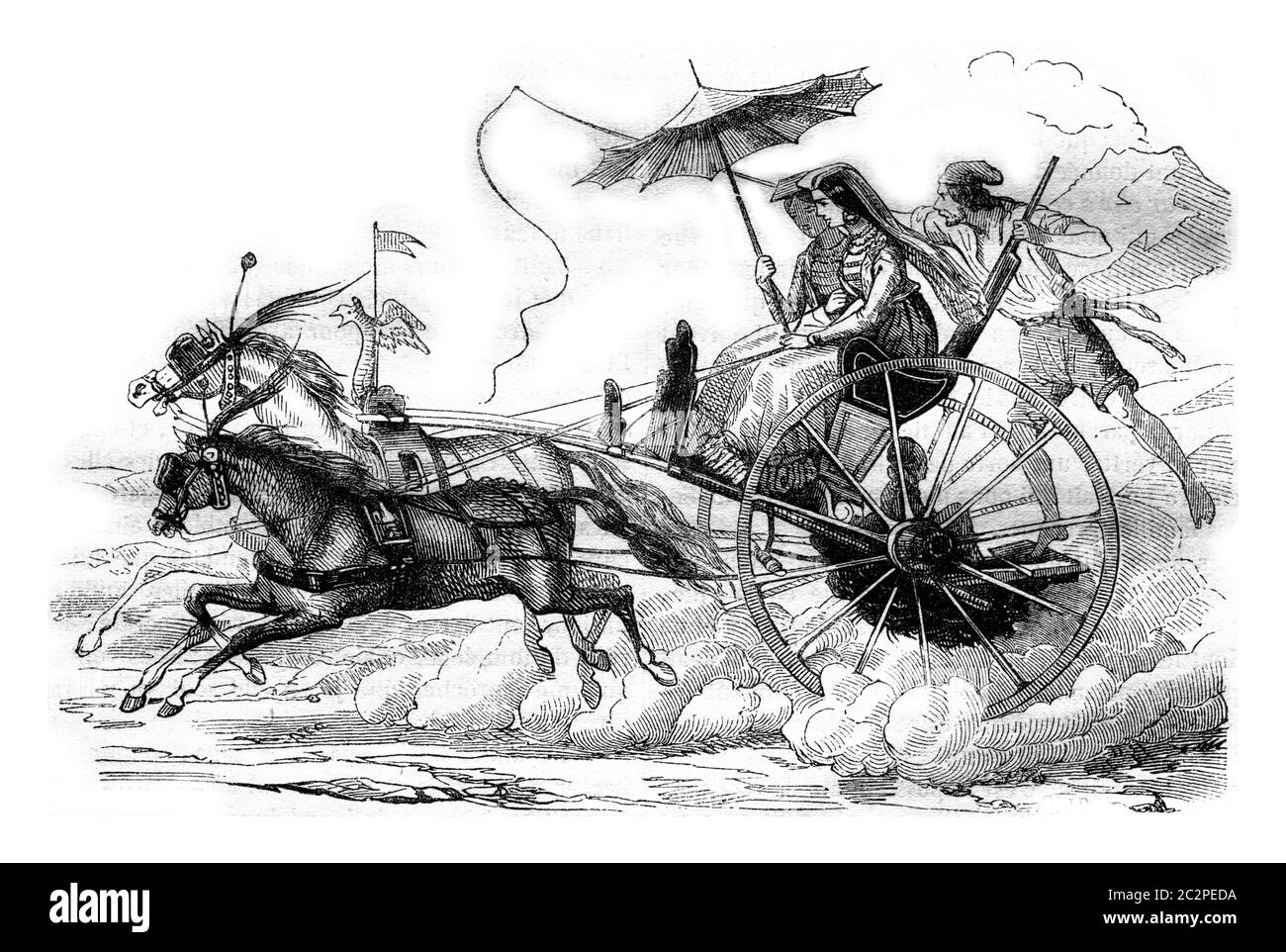 1843 Exhibition of Painting, Neapolitan car, vintage engraved ...