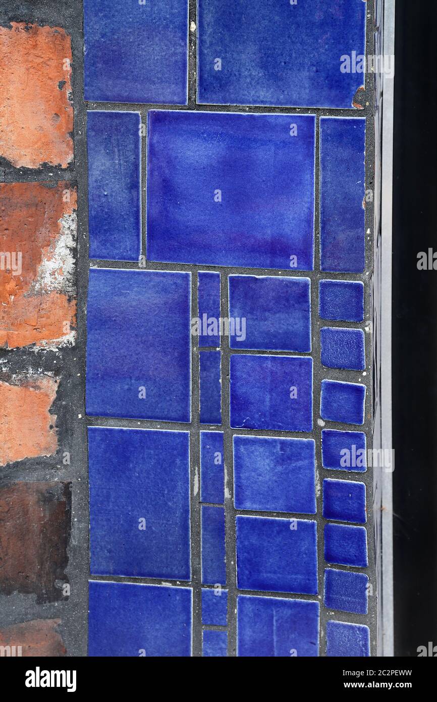 Various Shape of Blue Tiles Wall Background Stock Photo - Alamy