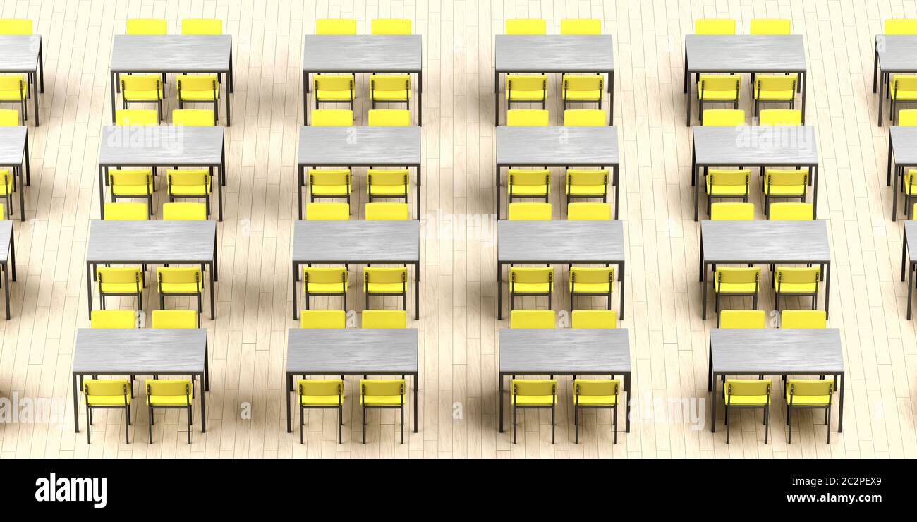 Rows of empty tables and chairs in the restaurant Stock Photo - Alamy