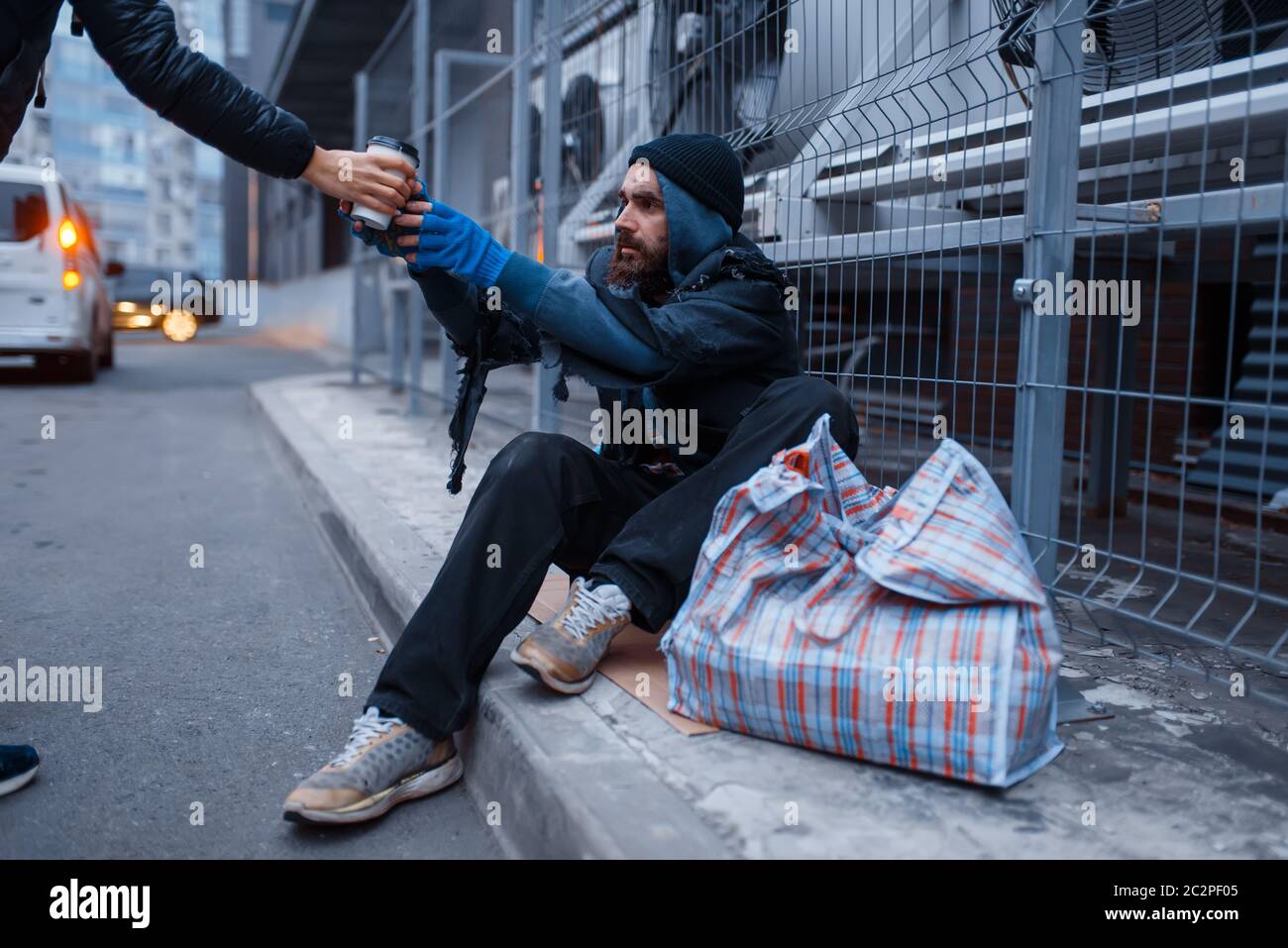 Homeless person coffee hi-res stock photography and images - Alamy
