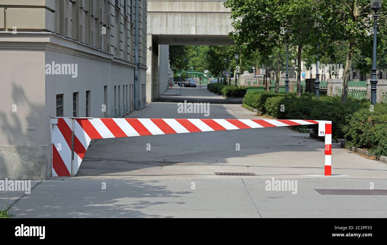 Red and White Parking Barrier Ramp in Vienna Stock Photo - Alamy