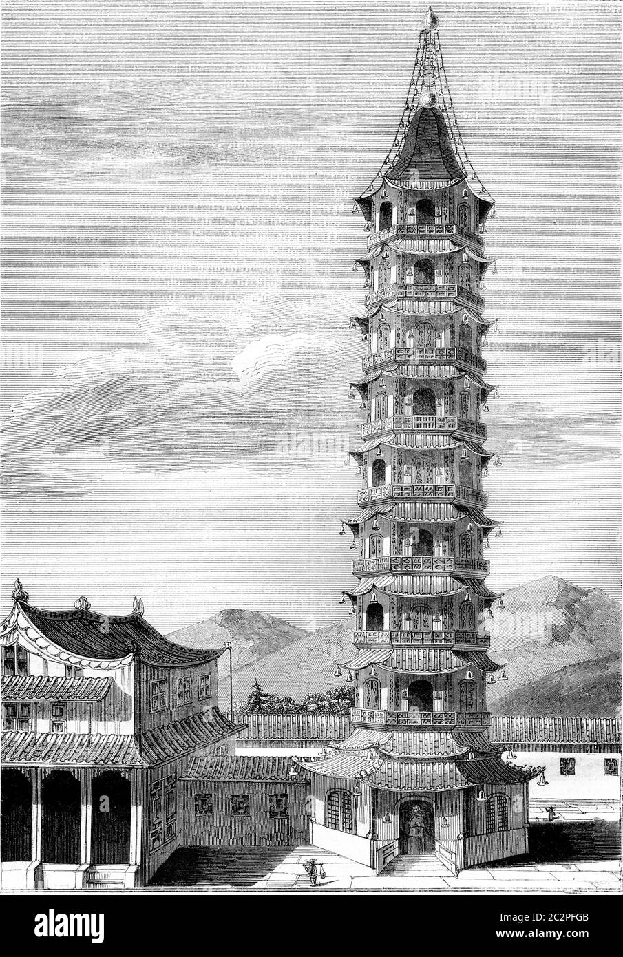 Porcelain tower of nanjing Black and White Stock Photos & Images - Alamy